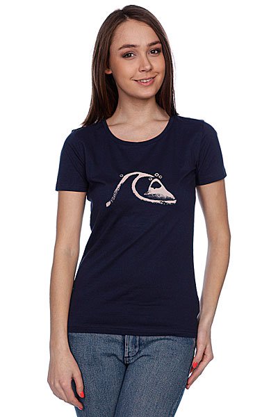 Купить футболку женскую Quiksilver Basic Tee Logo Indigo Blue (KRWJE952-V) в интернет-магазине ...